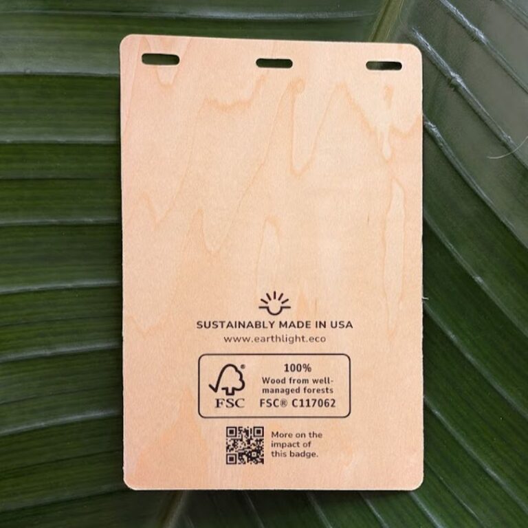 Wood Overlay Name Tags & Badges | Earthlight